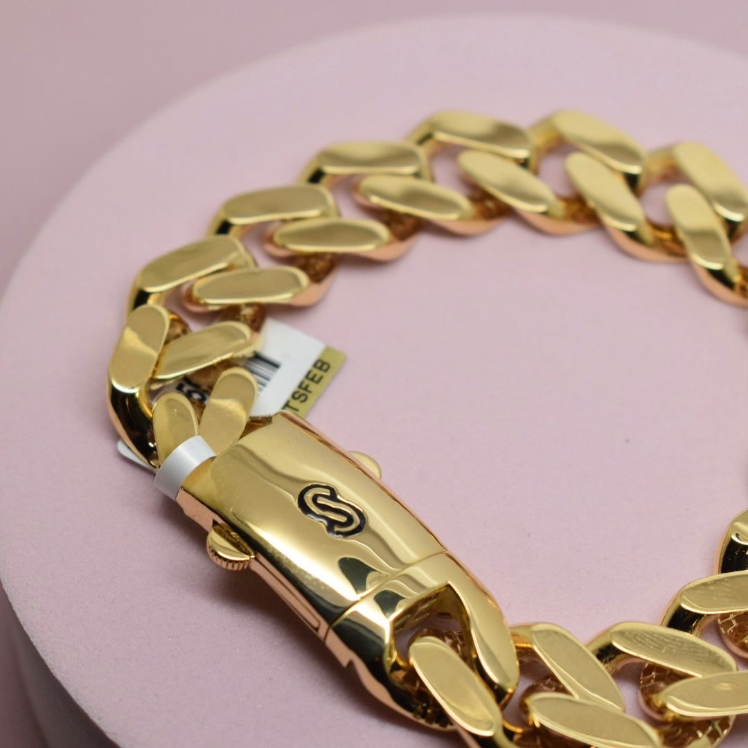 *NEW* Real 18K Yellow Gold - Monaco Classic 14mm Plain Bracelet – Sana Jewellers
