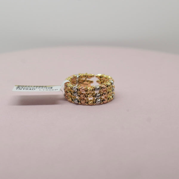 Real 18K Yellow Gold - Mix Color 3 Layer Dorica Ring – Sana Jewellers