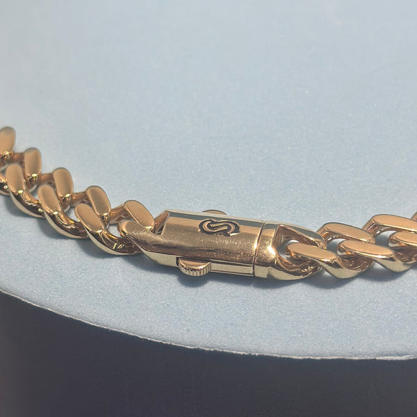 Real 18K Yellow Gold - 10mm Monaco Classic Plain Chain – Sana Jewellers