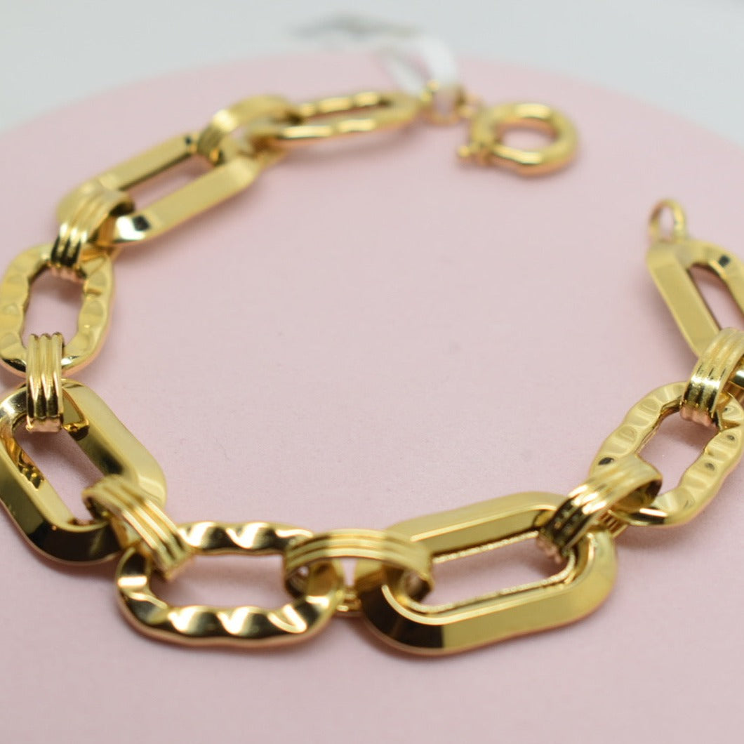 Real 18K Yellow Gold - Chunky Link Bracelet – Sana Jewellers