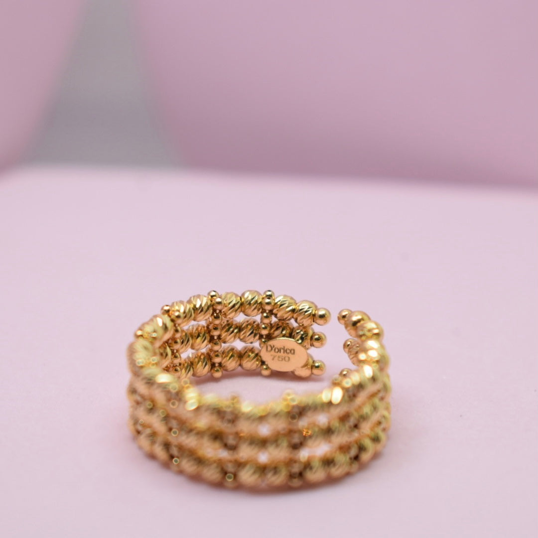 Real 18K Yellow Gold - Three Layer Dorica Ring (Size 7.5) – Sana Jewellers