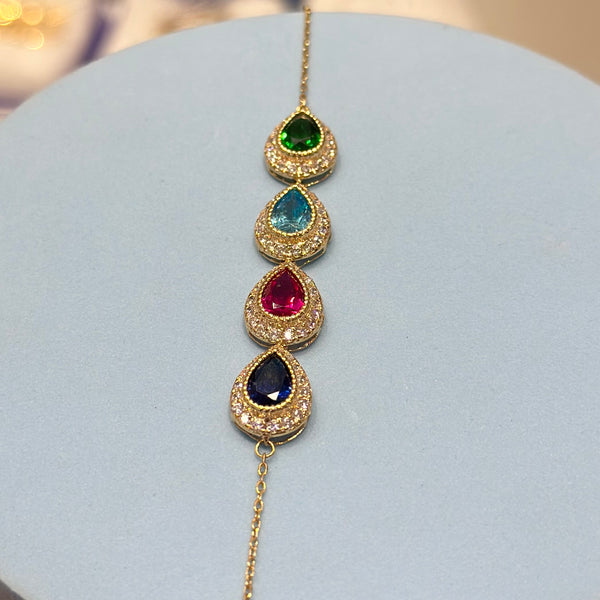 Real 18K Yellow Gold - Color Stones Bracelet – Sana Jewellers