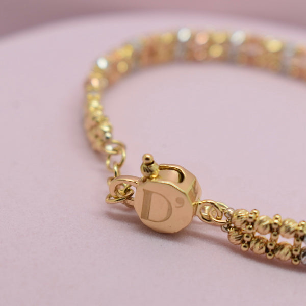 *LIMITED* 18K Gold - Dorica Double Line Tri Color Bangle – Sana Jewellers