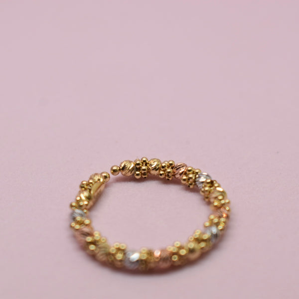 Real 18K Yellow Gold - Tri Color Dorica Ring – Sana Jewellers
