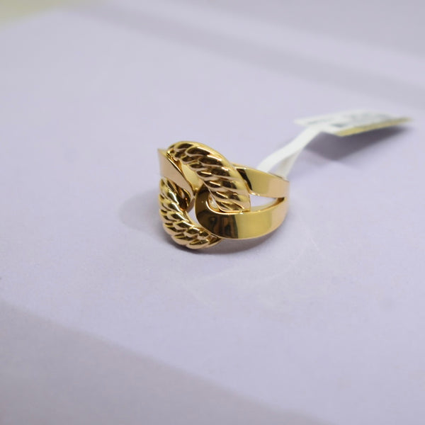 Real 18K Yellow Gold - Hollow Texture Interlock Ring – Sana Jewellers
