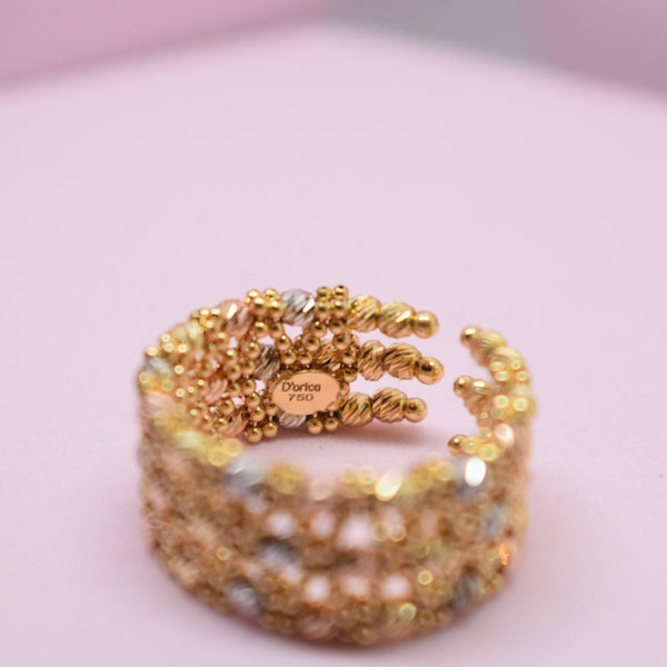 Real 18K Yellow Gold - Tri color Three Layer Dorica Ring (Size 9 ...