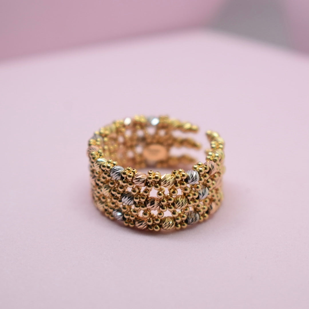 Real 18K Yellow Gold - Tri color Three Layer Dorica Ring (Size 9 ...